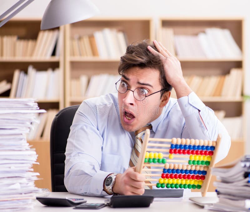 Funny Accountant Bookkeeper Working in the Office Stock Photo - Image ...