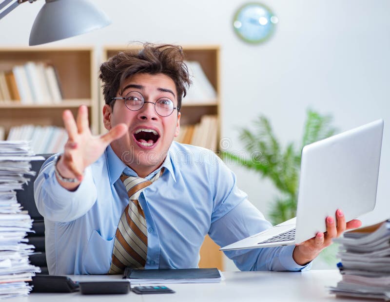The Funny Accountant Bookkeeper Working in the Office Stock Photo ...