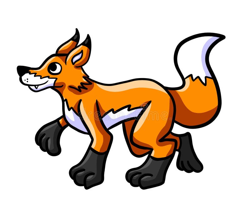Funny Adorable Curious Walking Fox Stock Illustration - Illustration of ...