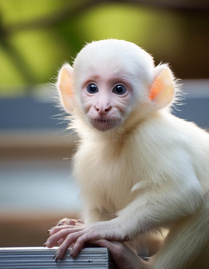 Funny albino baby monkey stock illustration. Illustration of portrait ...