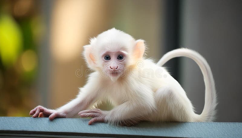 Funny albino baby monkey stock illustration. Illustration of white ...