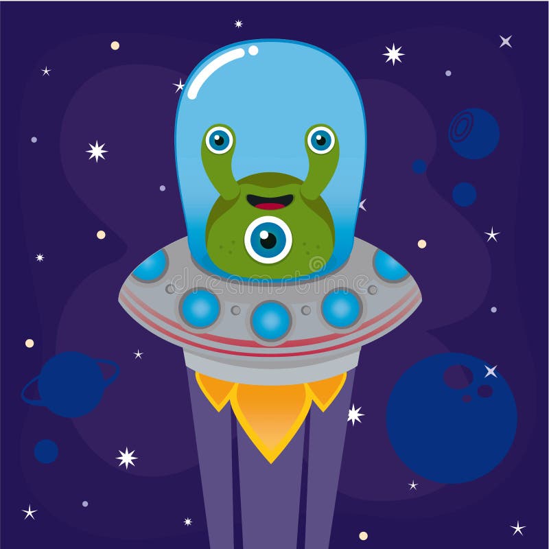 Funny alien stock illustration. Illustration of stars - 24180565
