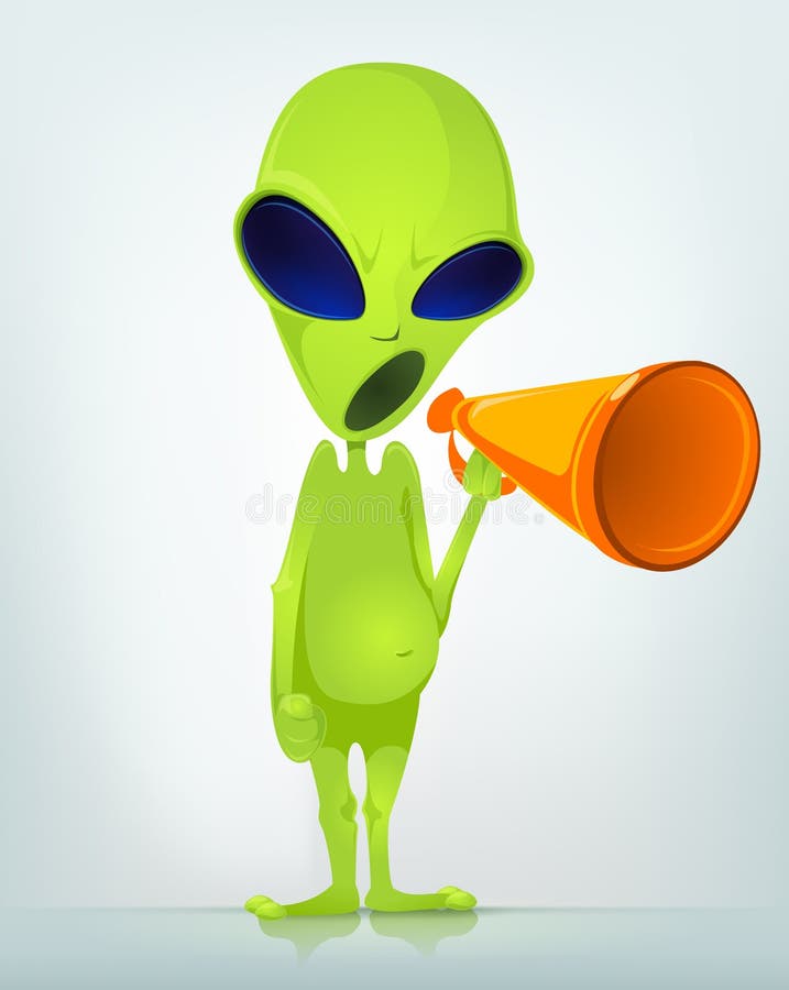 Alien with megaphone stock illustration. Illustration of green - 25768895