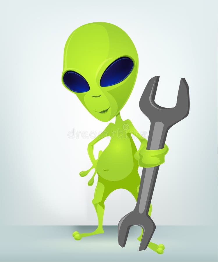 Funny Alien Cartoon Illustration Stock Illustration - Illustration of ...