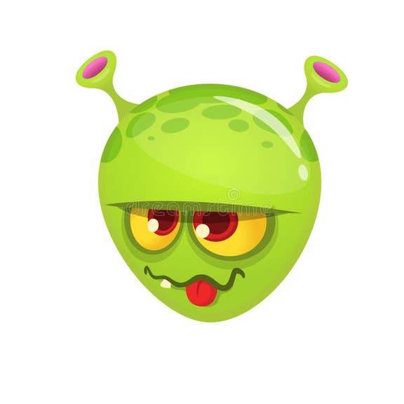 Funny Alien Head with Two Antennas. Vector Clipart Stock Vector ...