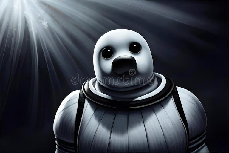 Funny Alien with Rays of Light on a Dark Background Stock Illustration ...