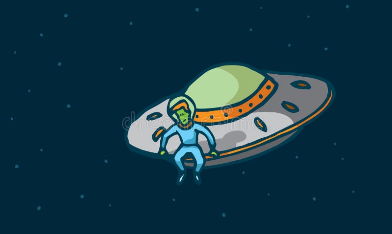 The Alien is Sitting on a Telescope. Space Exploration. Moon Planet on ...