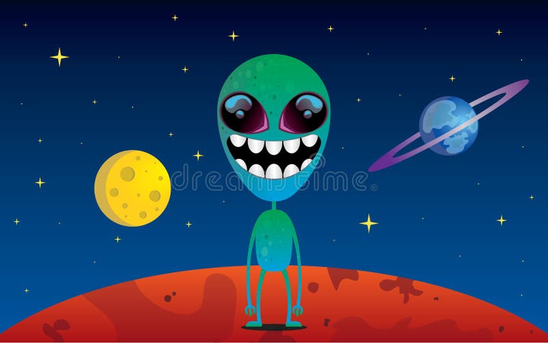 Funny Alien Character Vector Illustration Stock Vector - Illustration ...