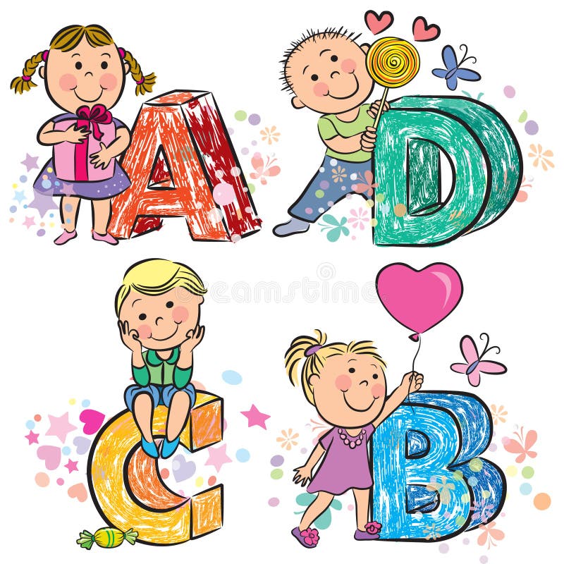 Funny Alphabet with Kids ABCD Stock Vector - Illustration of kids ...