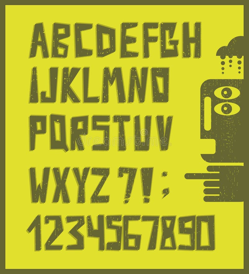 Funny Alphabet Letters with Numbers in Retro Style Stock Vector ...