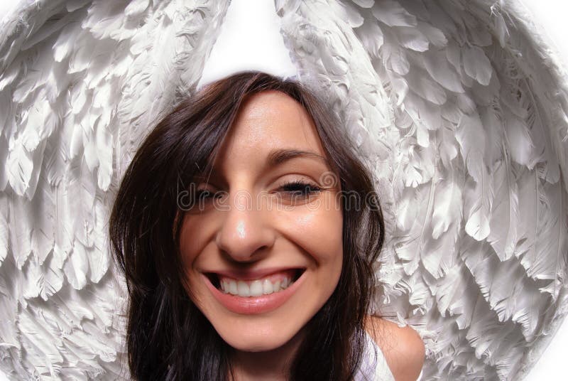 Smiling angel looking up stock photo. Image of fairy - 14413884