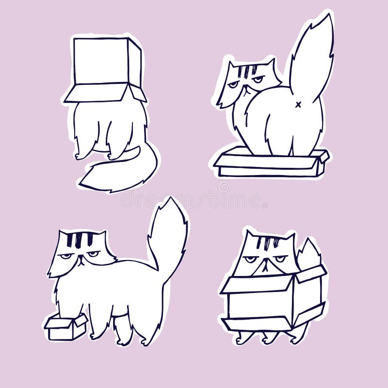 Funny, Angry Cat in Box Set. Stock Vector - Illustration of kitty ...