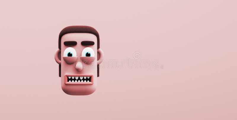 Funny Angry Man Character Face Expression 3d Render Stock Illustration ...