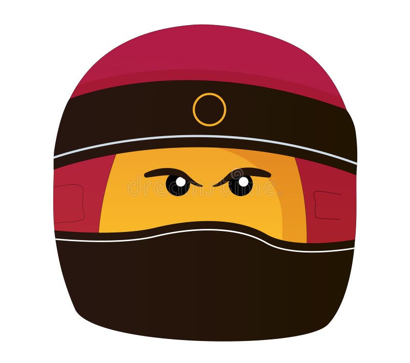 Funny Angry Ninja Face In Cartoon Style Flat Vector Illustration Stock Vector Illustration Of