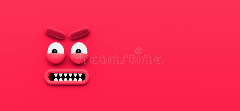 Funny Angry Red Character Face Expression Background 3d Render Stock ...