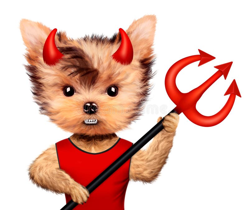 Funny Animal Devil. Halloween and Evil Concept Stock Illustration ...