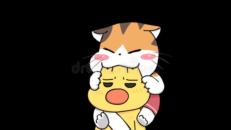 Funny Animated Cat Jumping To Bite Duck Stock Footage - Video of ...