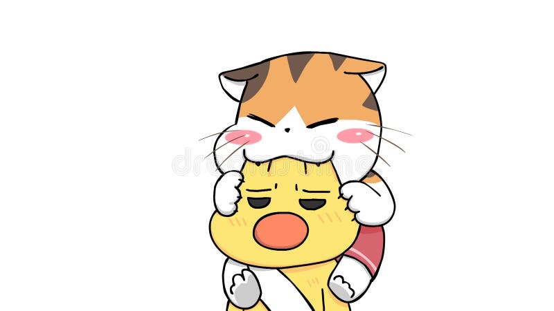 Funny Animated Cat Jumping To Bite Duck Stock Video - Video of bite ...