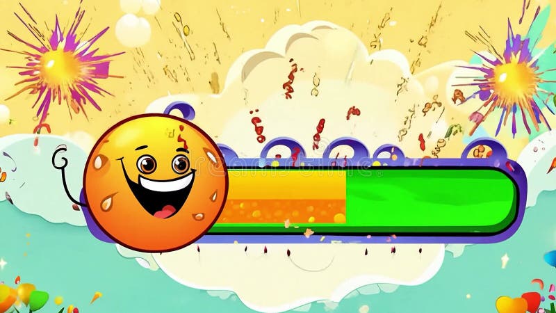 A Funny Animated Progress Bar with a Comic Look and Lots of Bright ...