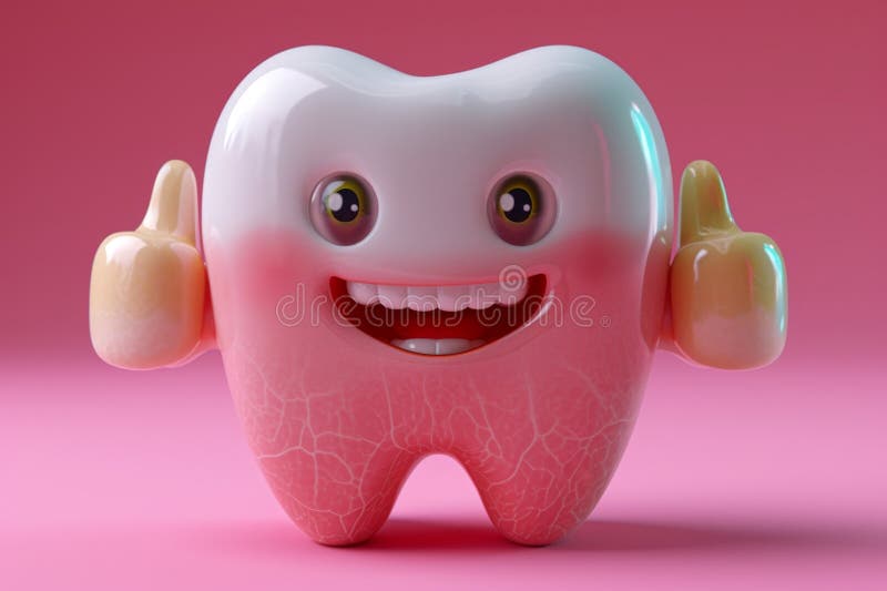 A Funny Animated Tooth Shows a Class Gesture on a Pink Background. 3d ...