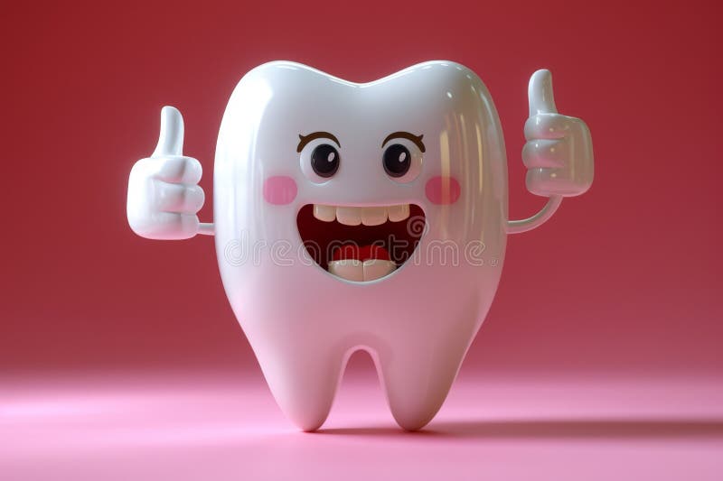 A Funny Animated Tooth Shows a Class Gesture on a Pink Background. 3d ...