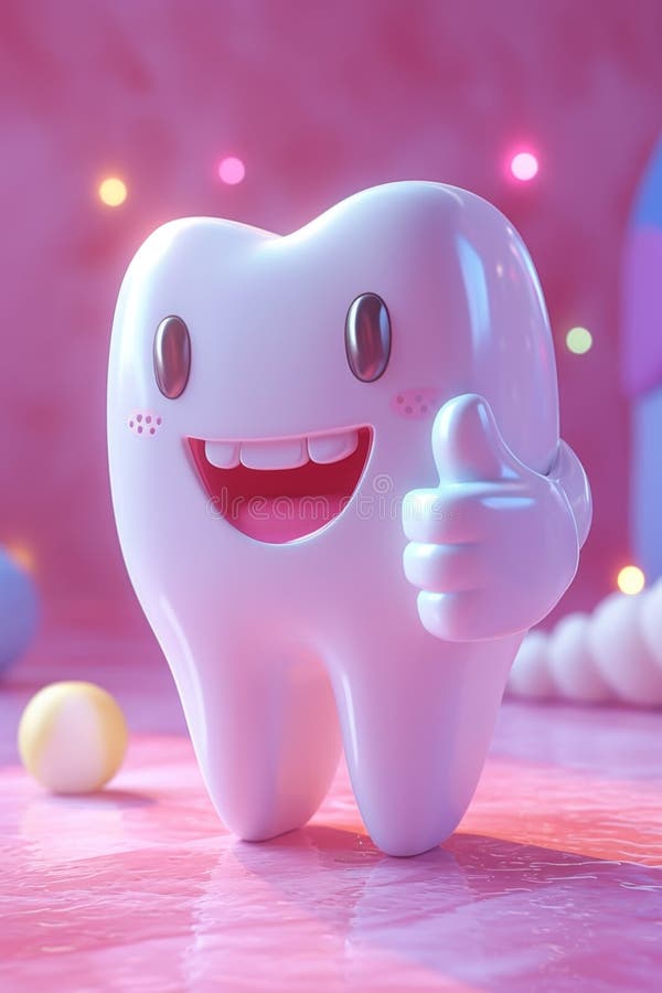 A Funny Animated Tooth Shows a Class Gesture on a Pink Background. 3d ...