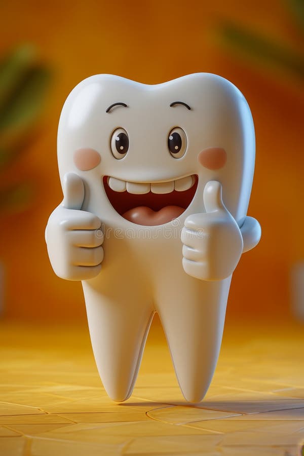 A Funny Animated Tooth Shows a Cool Gesture in the Background. 3d ...
