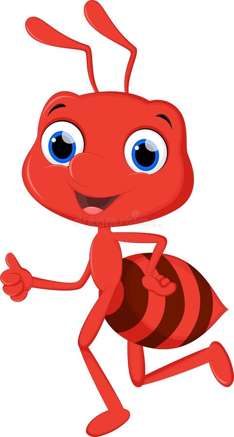 Funny ant cartoon running stock illustration. Illustration of childhood ...