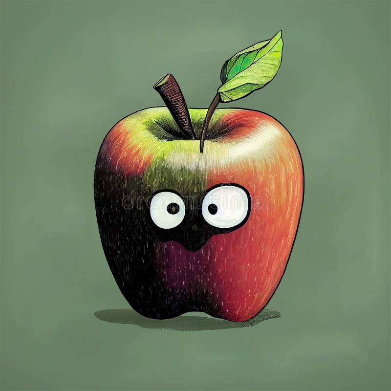 Funny Cartoon Apple with Eyes, Made for Children Book, Ai Generated ...
