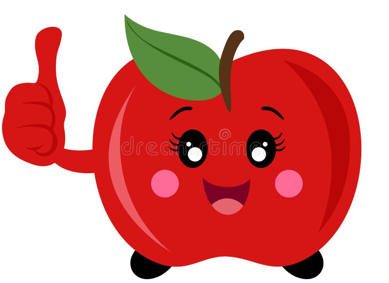 Funny Apple Cartoon Characters with Cute Face Vector Illustration. for ...