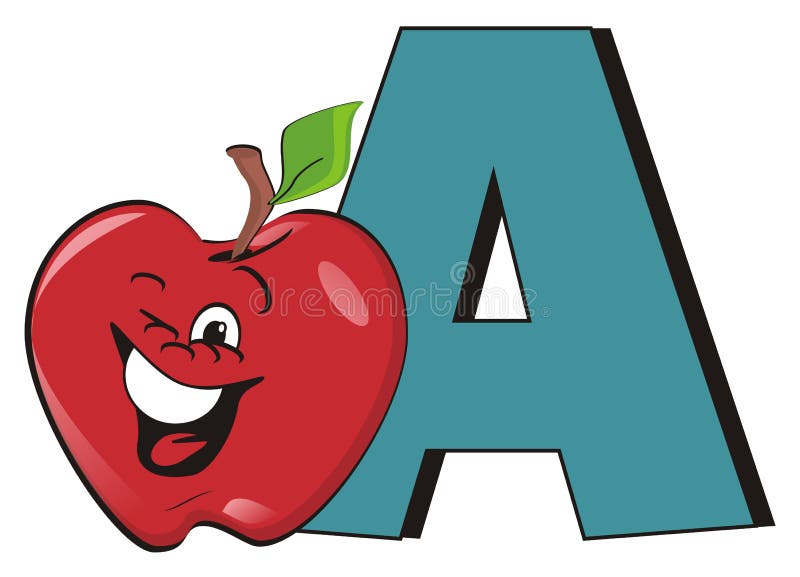A for happy apple stock illustration. Illustration of isolated - 178583276