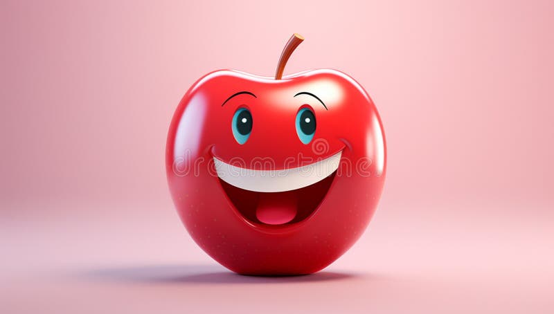 Funny Apple with Smiling Face. AI Generated Stock Illustration ...