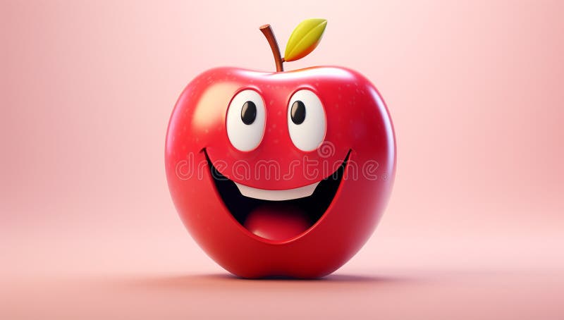 Funny Apple with Smiling Face. AI Generated Stock Illustration ...