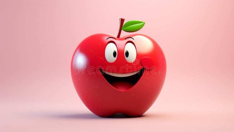 Funny Apple with Smiling Face. AI Generated Stock Illustration ...