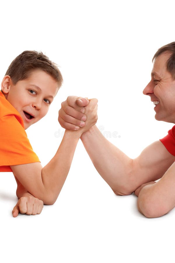 Funny arm wrestling stock image. Image of people, family - 12929751