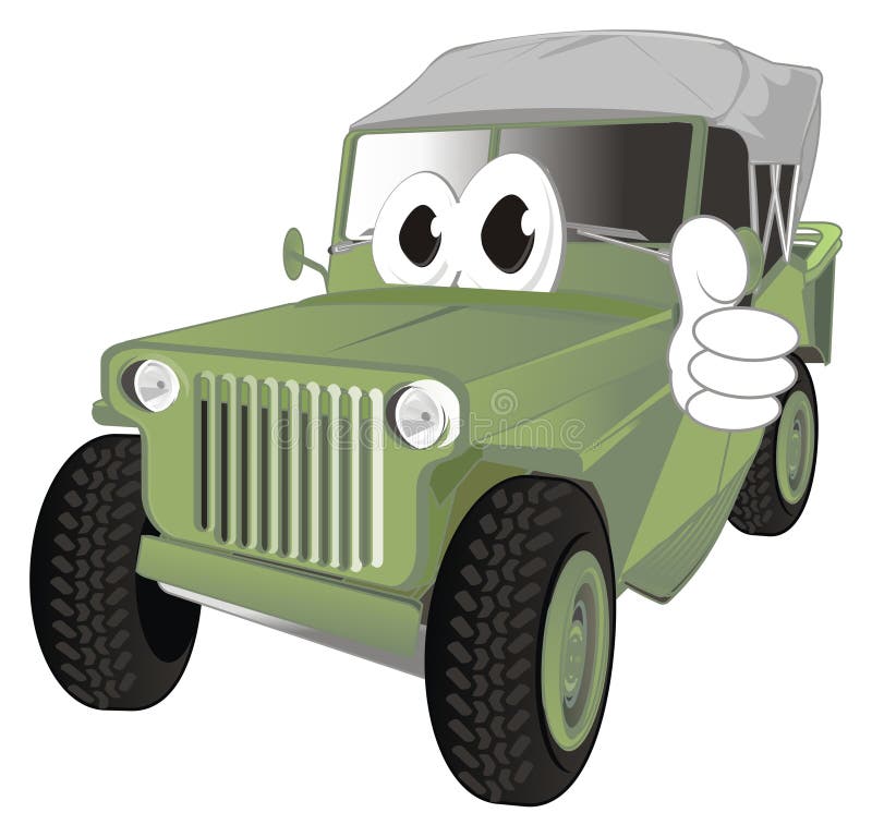 Funny Army Car with Gesture Stock Illustration - Illustration of stand ...