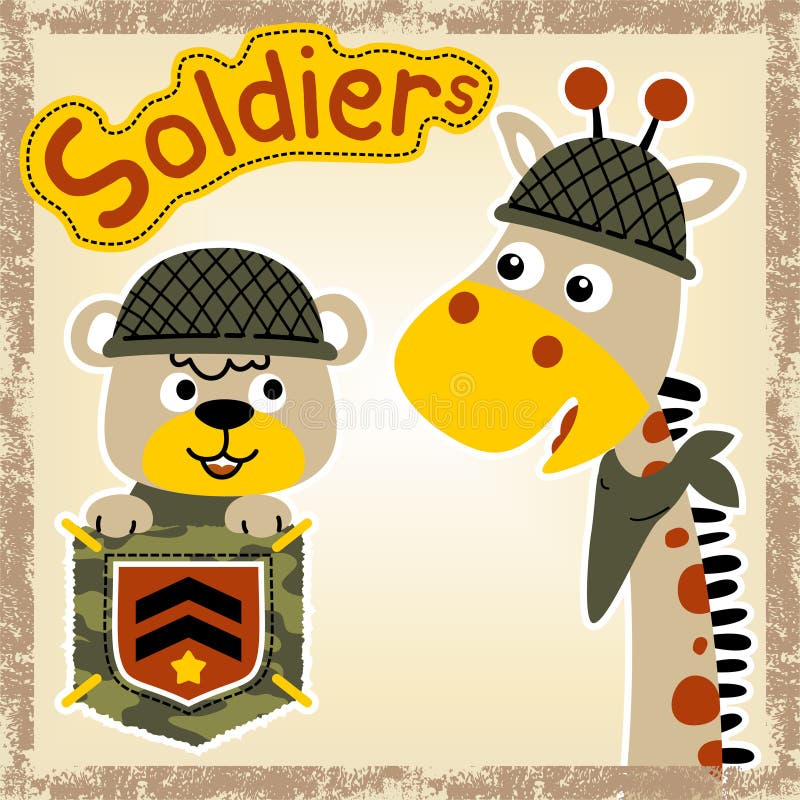 Funny army cartoon vector stock vector. Illustration of animal - 103108388