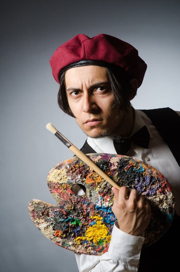 Funny Artist in Dark Studio Stock Image - Image of artist, craft: 62470471