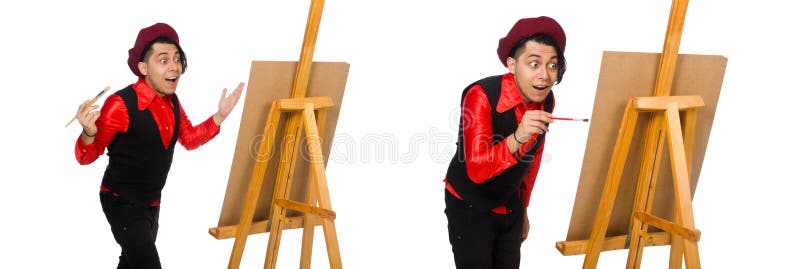 Funny Artist Isolated on White Stock Photo - Image of composite ...