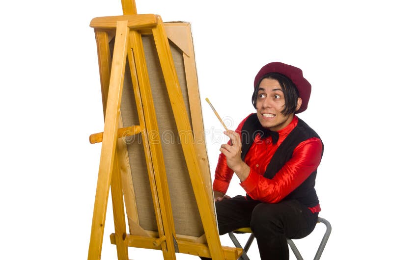Funny Artist Isolated on White Stock Photo - Image of humourous, frame ...