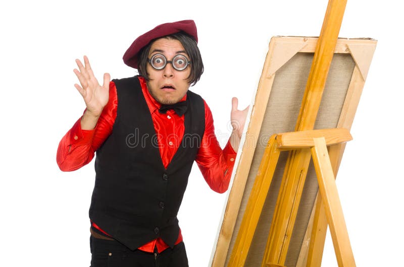 Funny Artist Isolated on White Stock Image - Image of craft, background ...