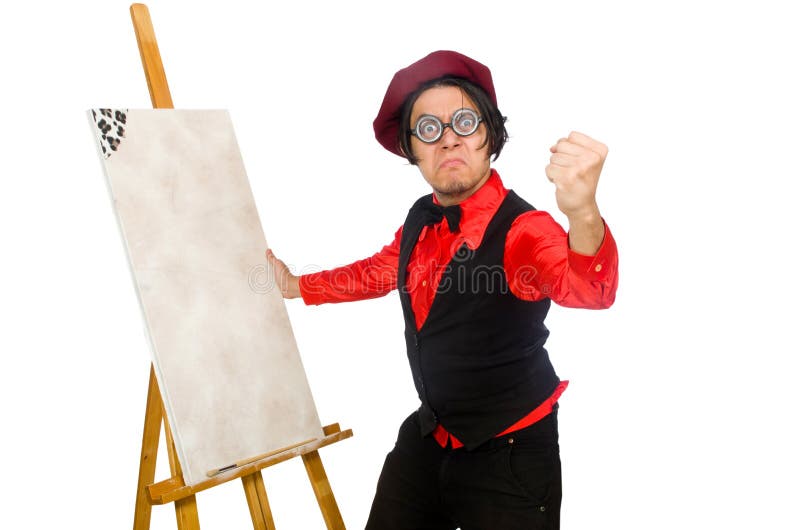 Funny Artist Isolated on White Stock Image - Image of drawing ...