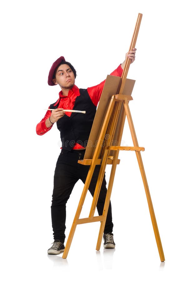The Funny Artist Isolated on White Stock Image - Image of frame, craft ...