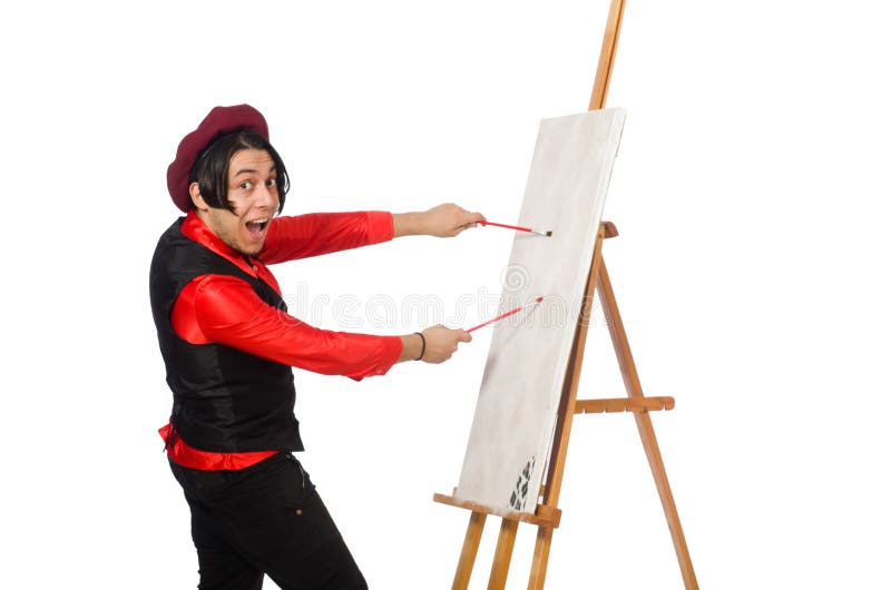 The Funny Artist Isolated on White Stock Image - Image of isolated ...