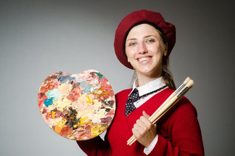 The Funny Artist Working in the Studio Stock Image - Image of hobbies ...