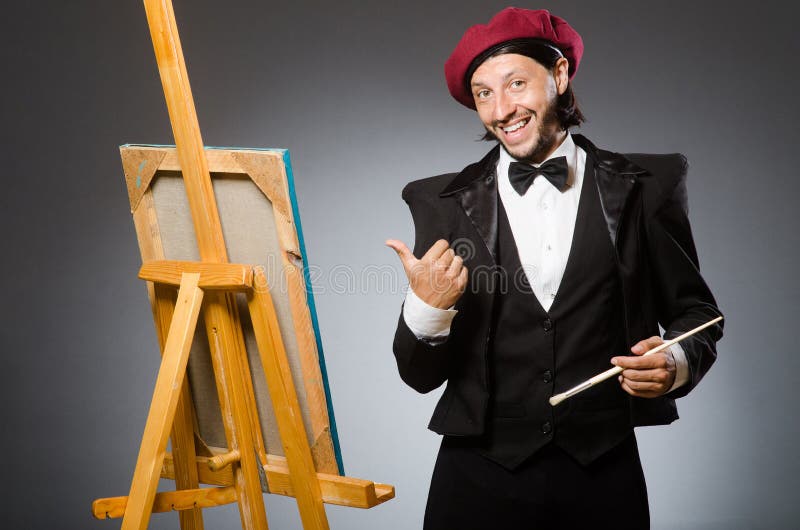 The Funny Artist Working in the Studio Stock Photo - Image of artist ...