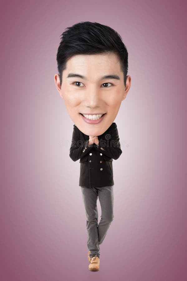 Funny Asian big head man stock photo. Image of cheerful - 48551048