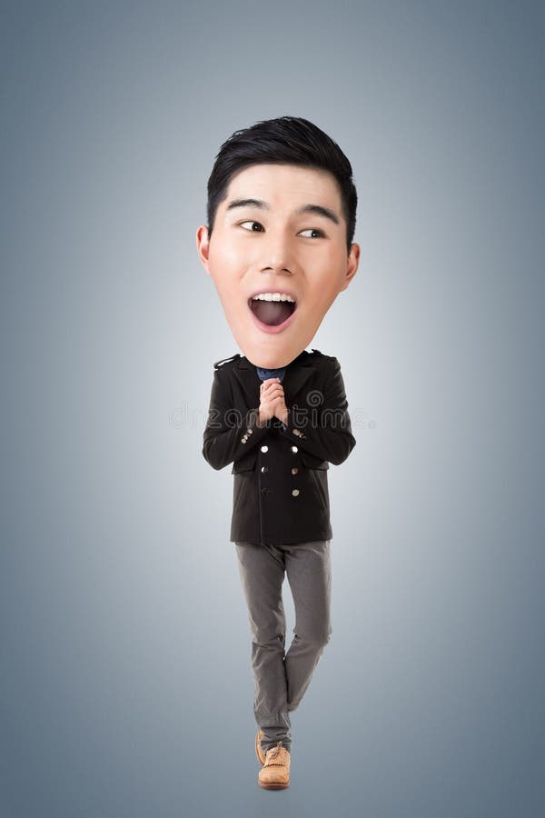 Funny Asian big head man stock photo. Image of japanese - 54401048