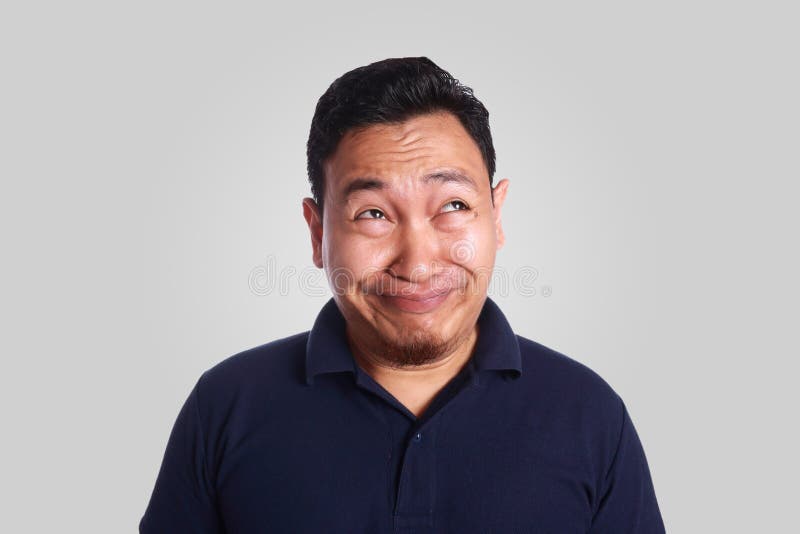 Funny Asian Man Thinking stock image. Image of crazy - 103637991