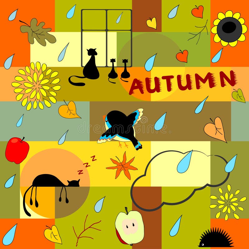 Funny autumn background stock vector. Illustration of design - 45531563